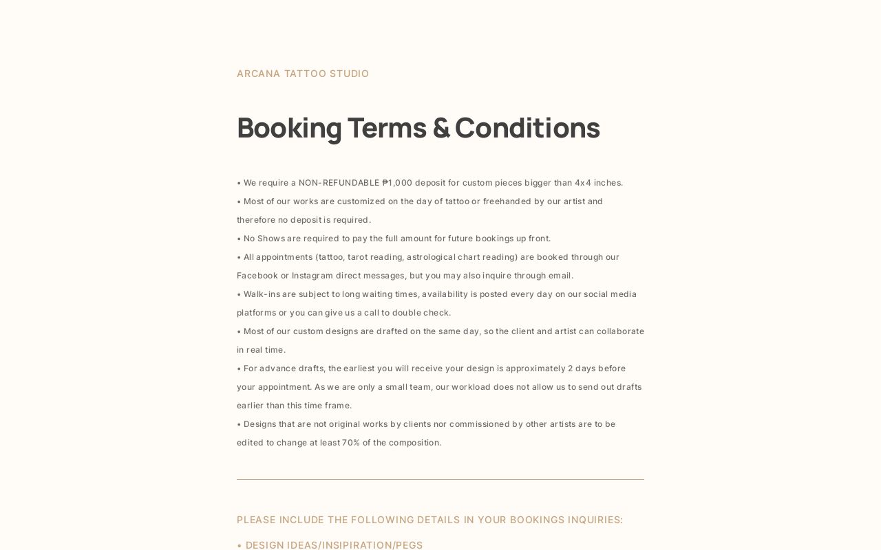 Booking Terms & Conditions